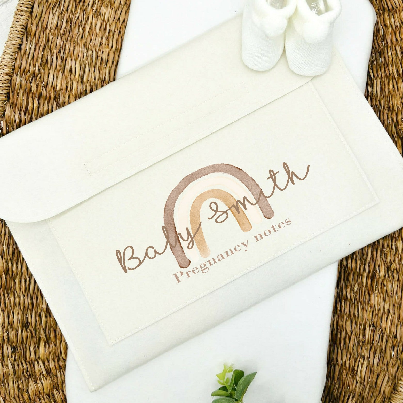 Personalised Beige Rainbow Pregnancy/Maternity Notes Cream Folder ...
