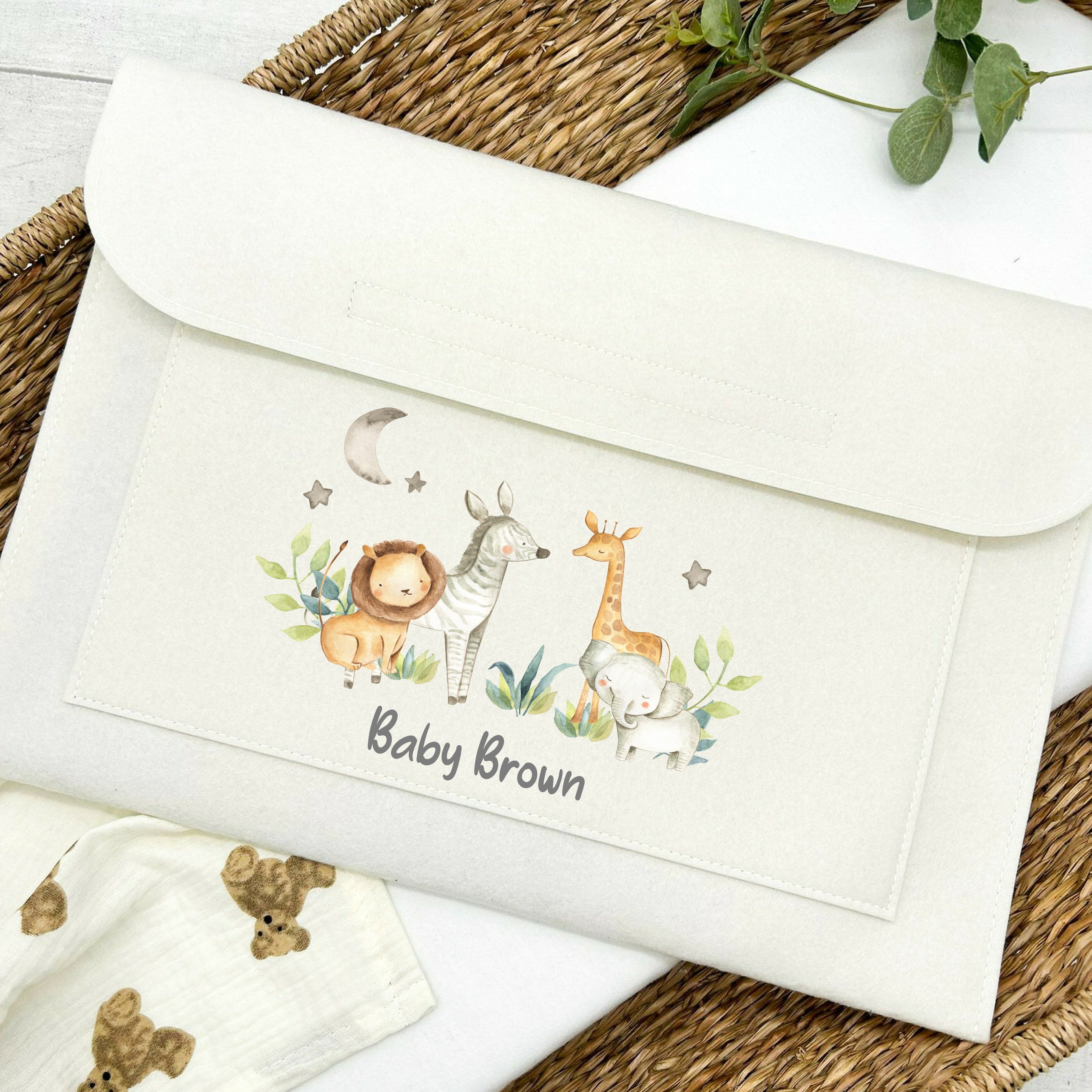 Personalised Jungle Scene Preganacy/Maternity Notes Cream Folder ...