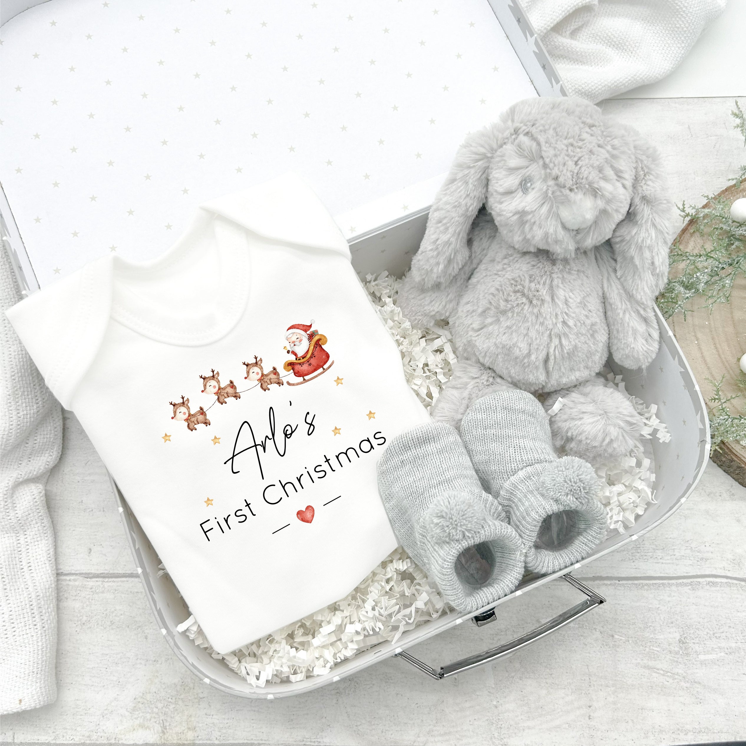 Personalised My First Christmas Santa Sleigh Hamper Suitcase ...