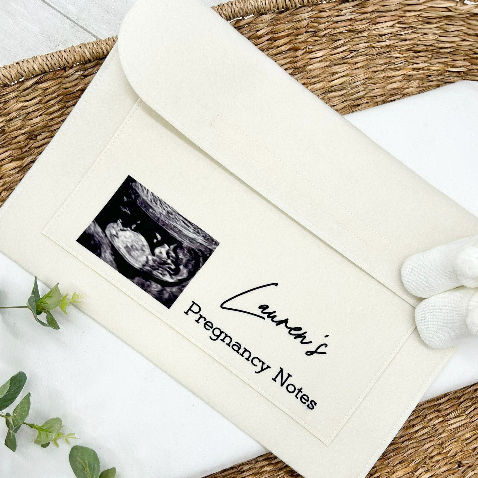 Personalised Baby Scan Cream Pregnancy/ Maternity Notes Folder ...