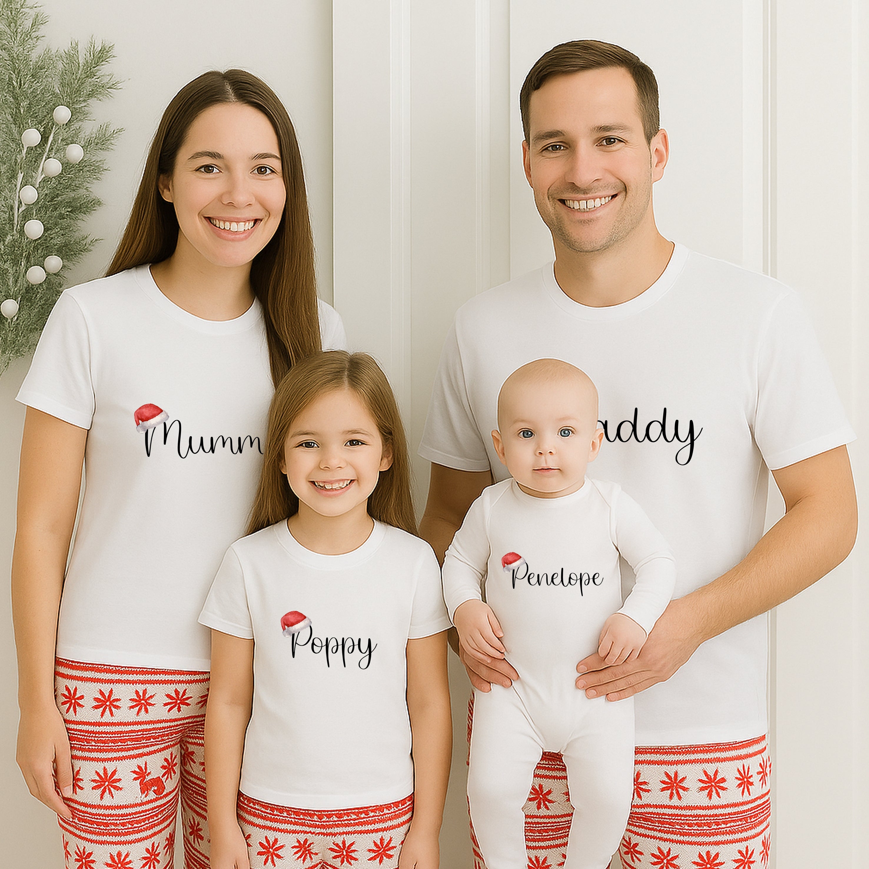 Personalised Name With Santa Hat Matching Christmas Pyjamas ...